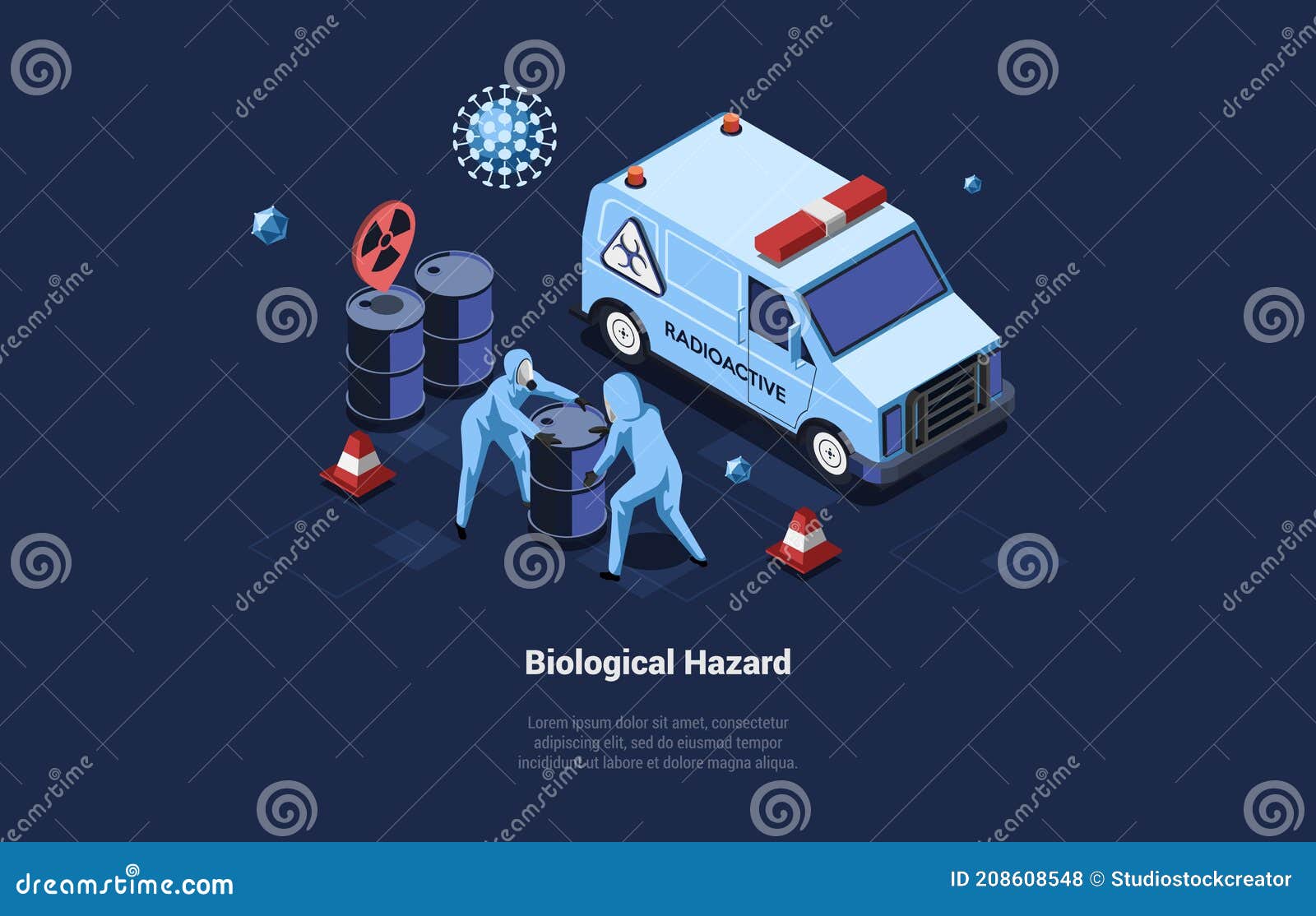 Biological Hazard Concept Vector Illustration in Cartoon 3D Style ...