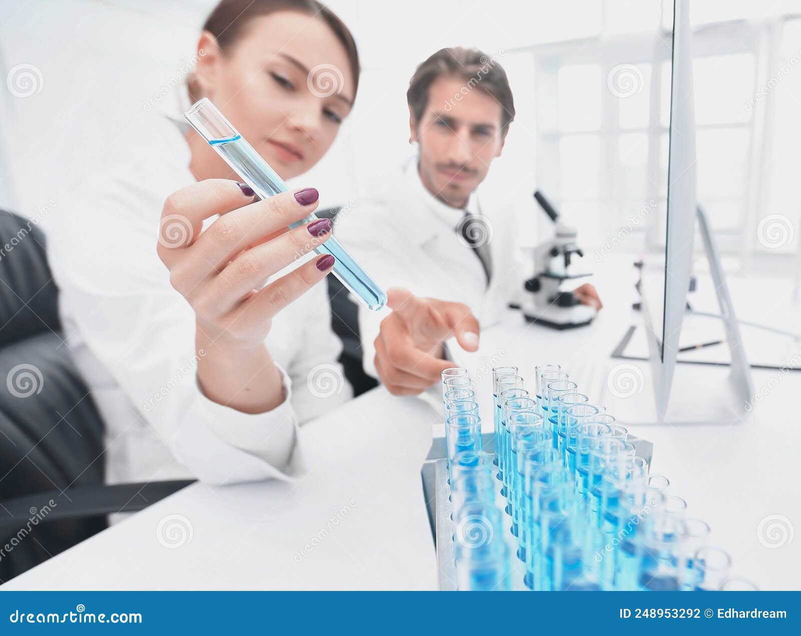 Biological Laboratory Worker in the Background Stock Photo - Image of ...