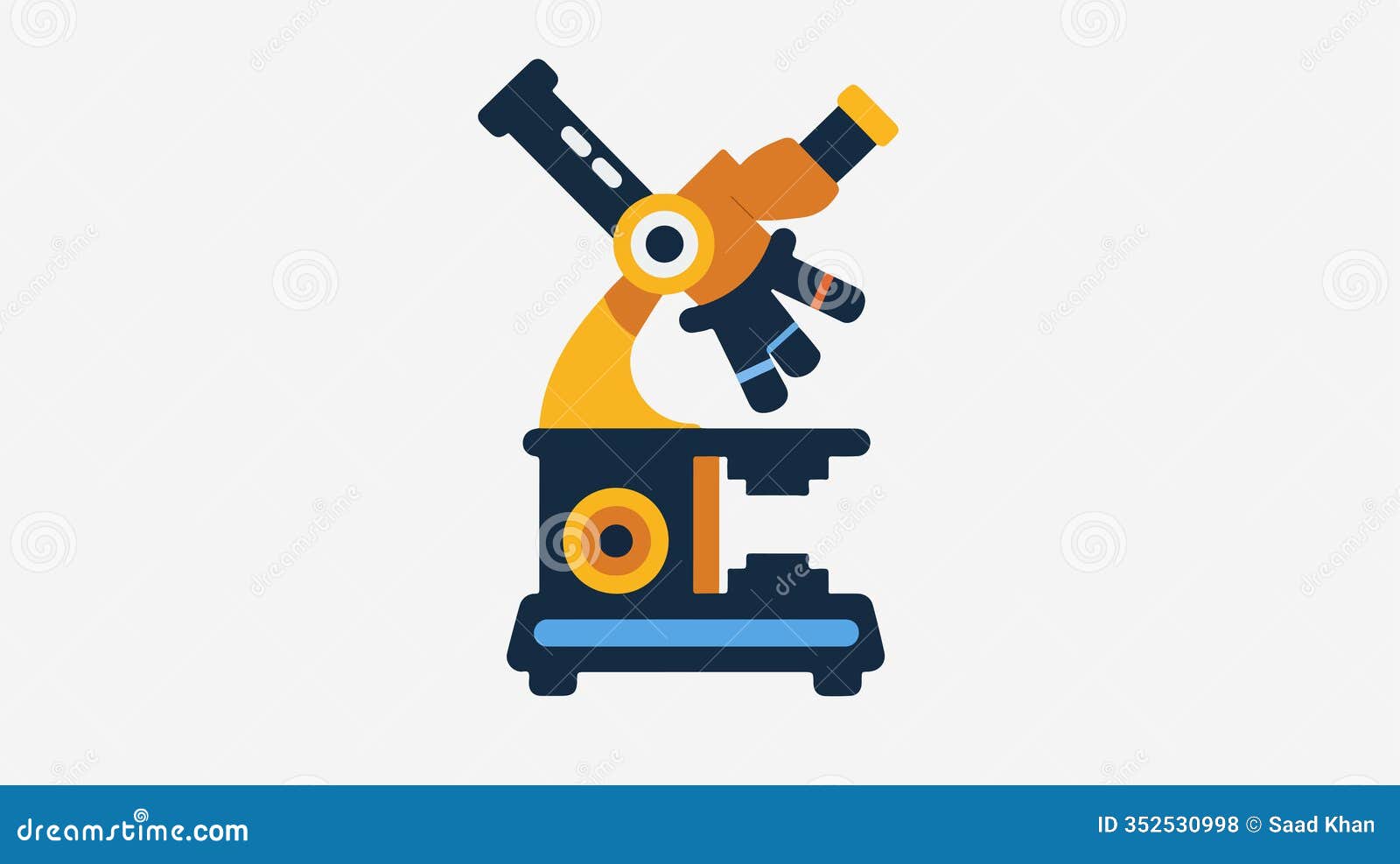 Biological Microscope Drawn By A Single Black Line On A White ...