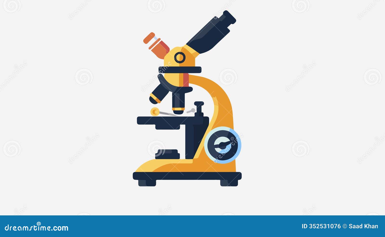 Biological Microscope Drawn By A Single Black Line On A White ...