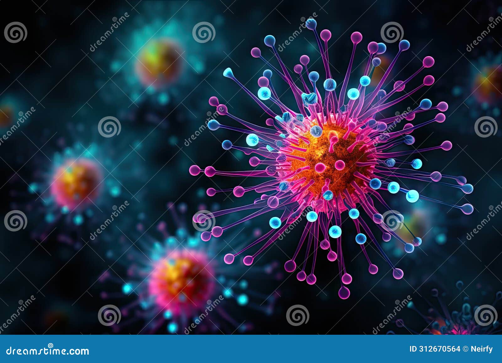 Biological Mutation, Microscopic Virus, Dotted Particles Shape, Nano ...