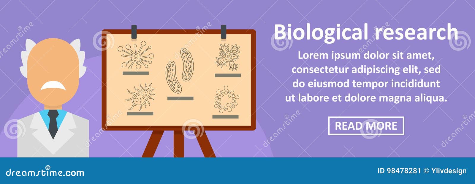 Biological Research Banner Horizontal Concept Stock Vector ...