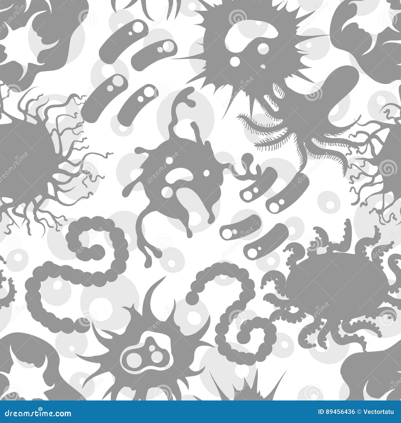 Biological Seamless Pattern with Microbes Stock Vector - Illustration ...