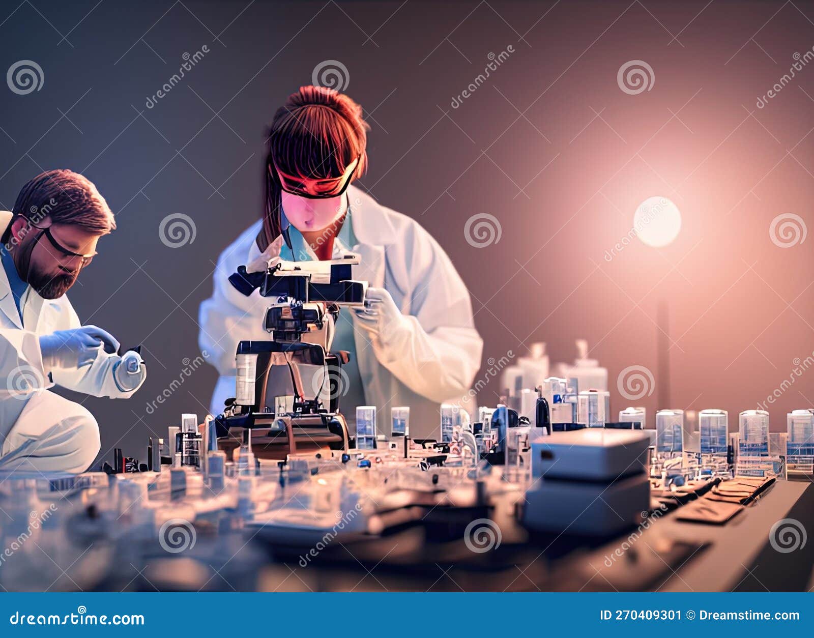 Biological Technicians Fictional Work Enviroment Scene. Stock ...