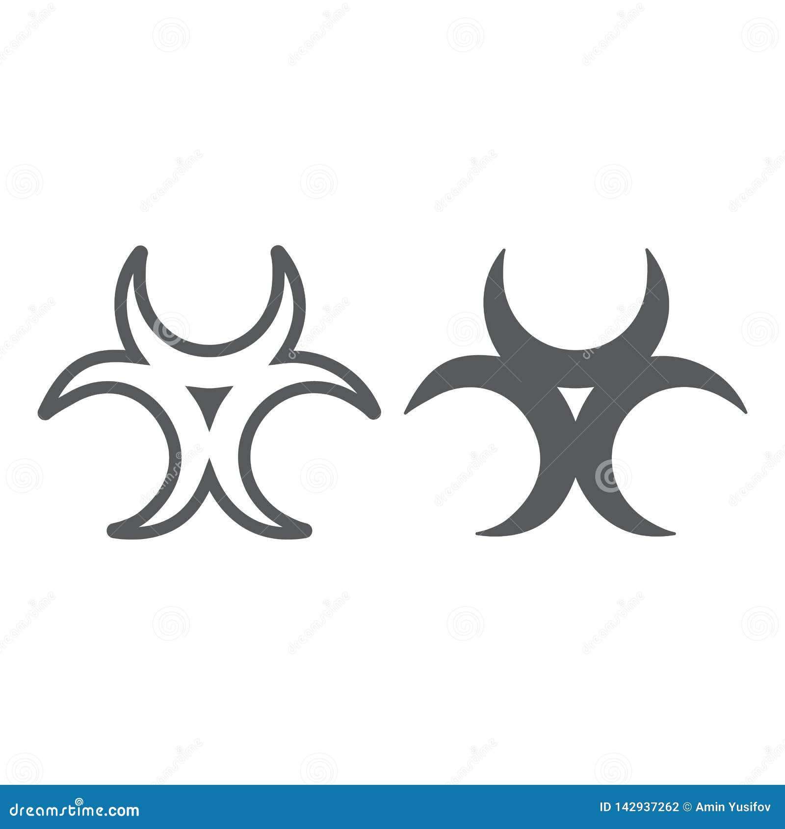 Biological Threat Line and Glyph Icon, Alert and Symbol, Biohazard Sign ...