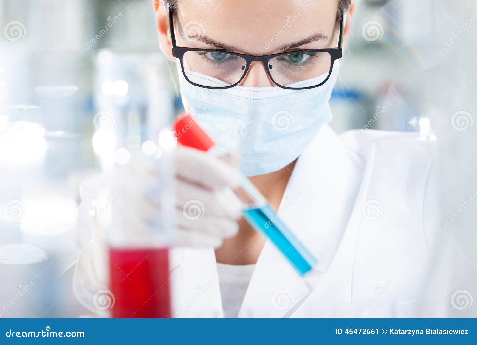 Biologist Analyzing Result of Testing Stock Image - Image of protective ...