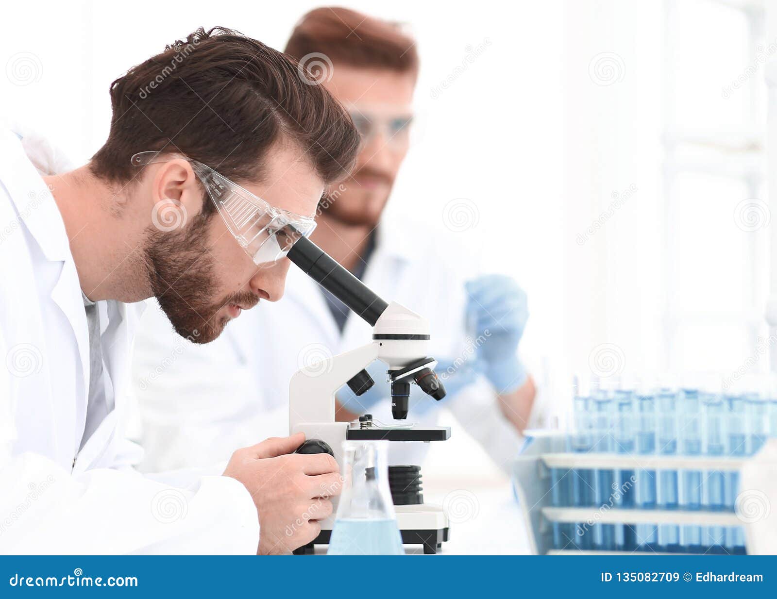 Biologist Explores the Substance Under the Microscope Stock Image ...
