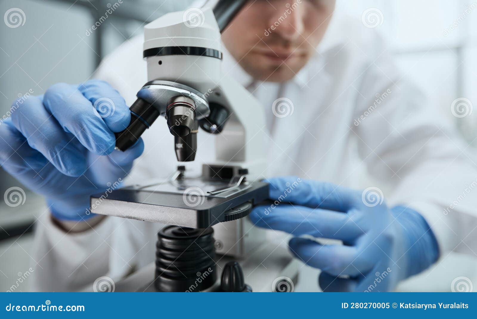 Biologist Explores the Substance Under the Microscope Stock Image ...