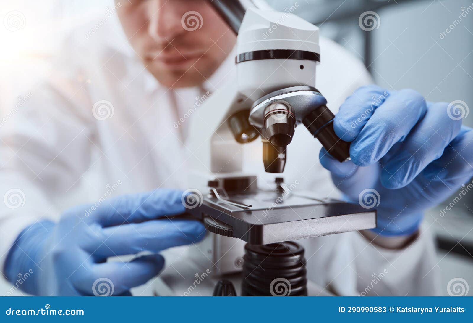 Biologist Explores the Substance Under the Microscope Stock Image ...