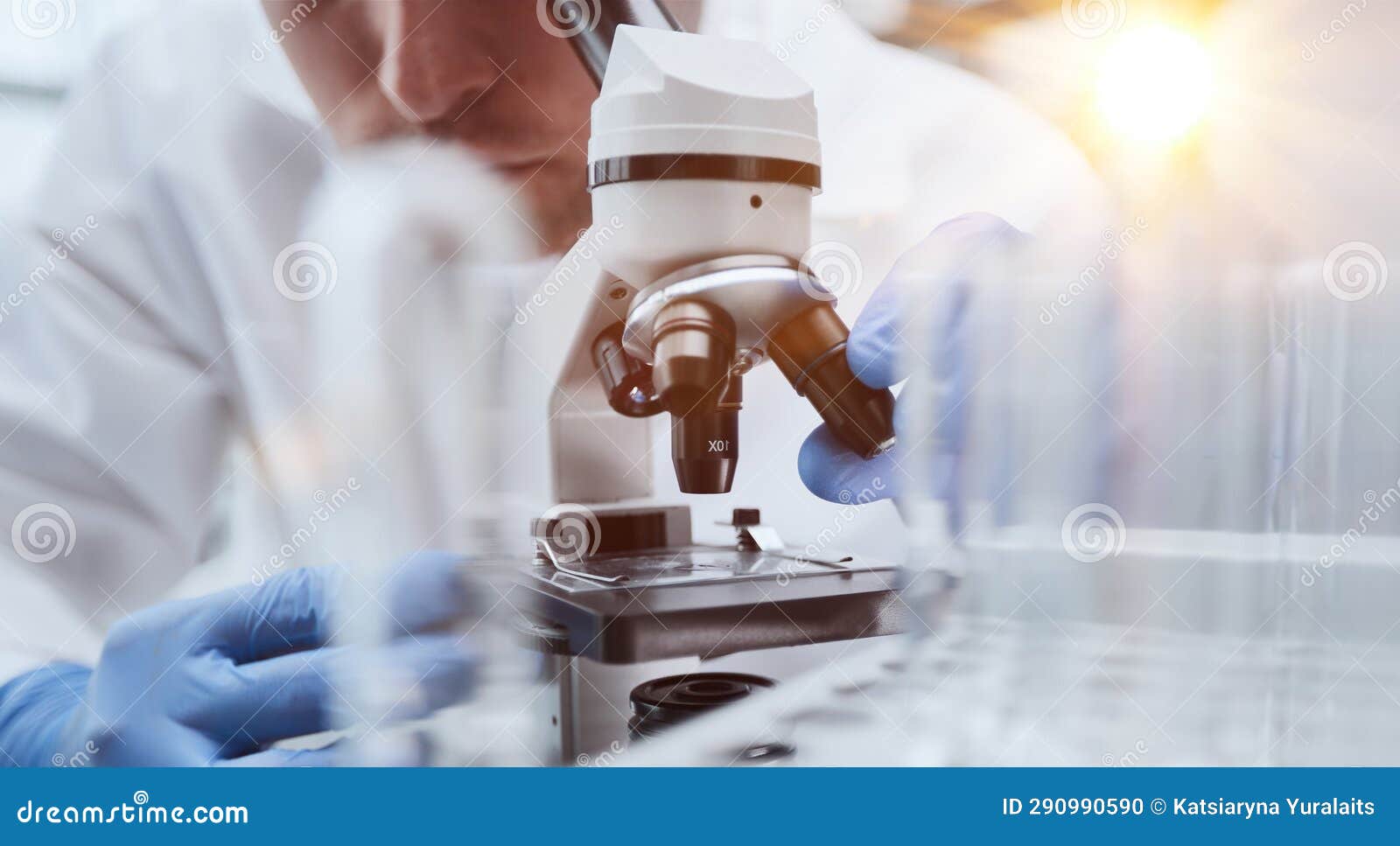 Biologist Explores the Substance Under the Microscope Stock Photo ...