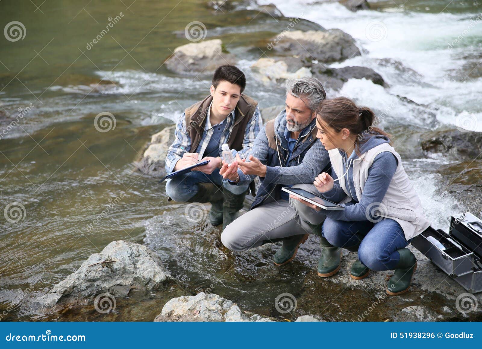 Biologist with Students Testing River Water Stock Photo - Image of ...