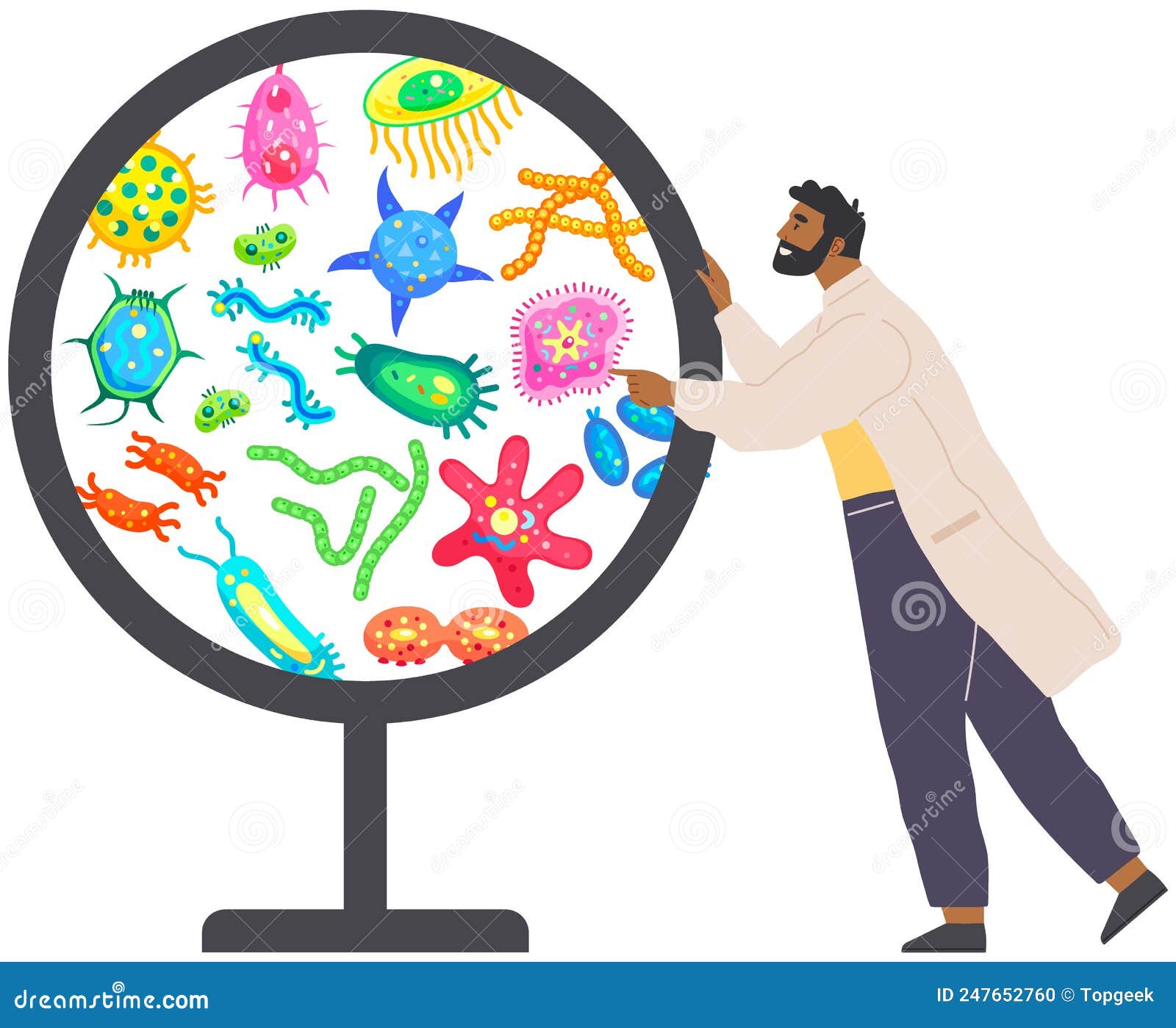 Biologist Studies Plant Cell With Microscope. Biological Research With ...