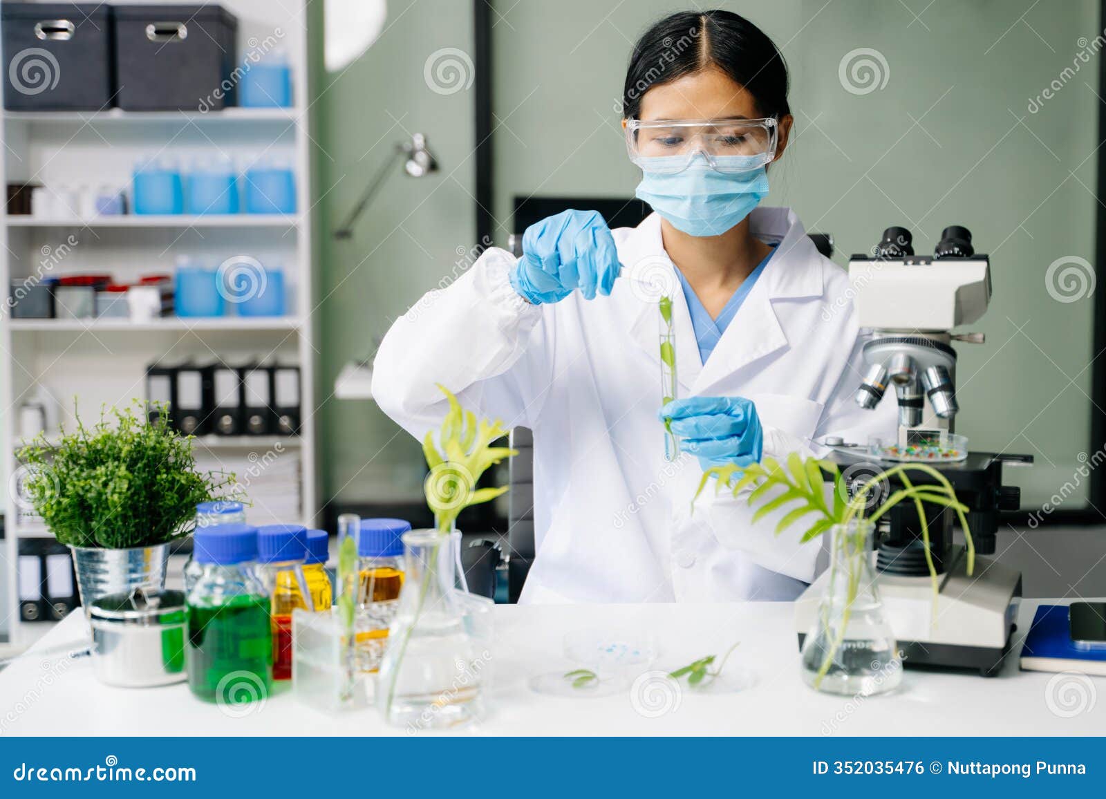 Biologist Taking Experiment with Plants Working in Biochemistry ...