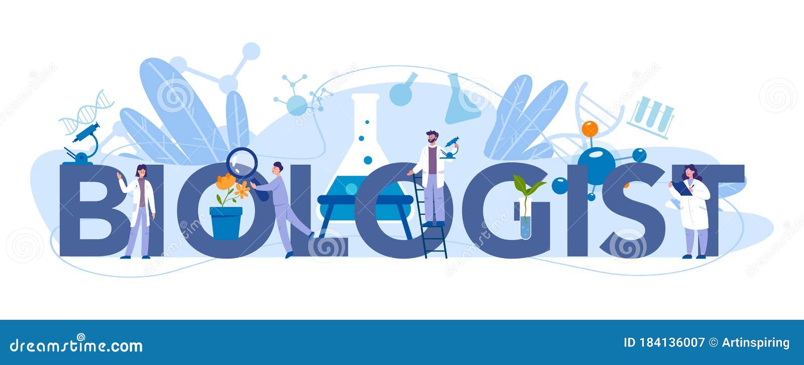 Biologist Typographic Header Concept. Scientist Make Laboratory Stock ...