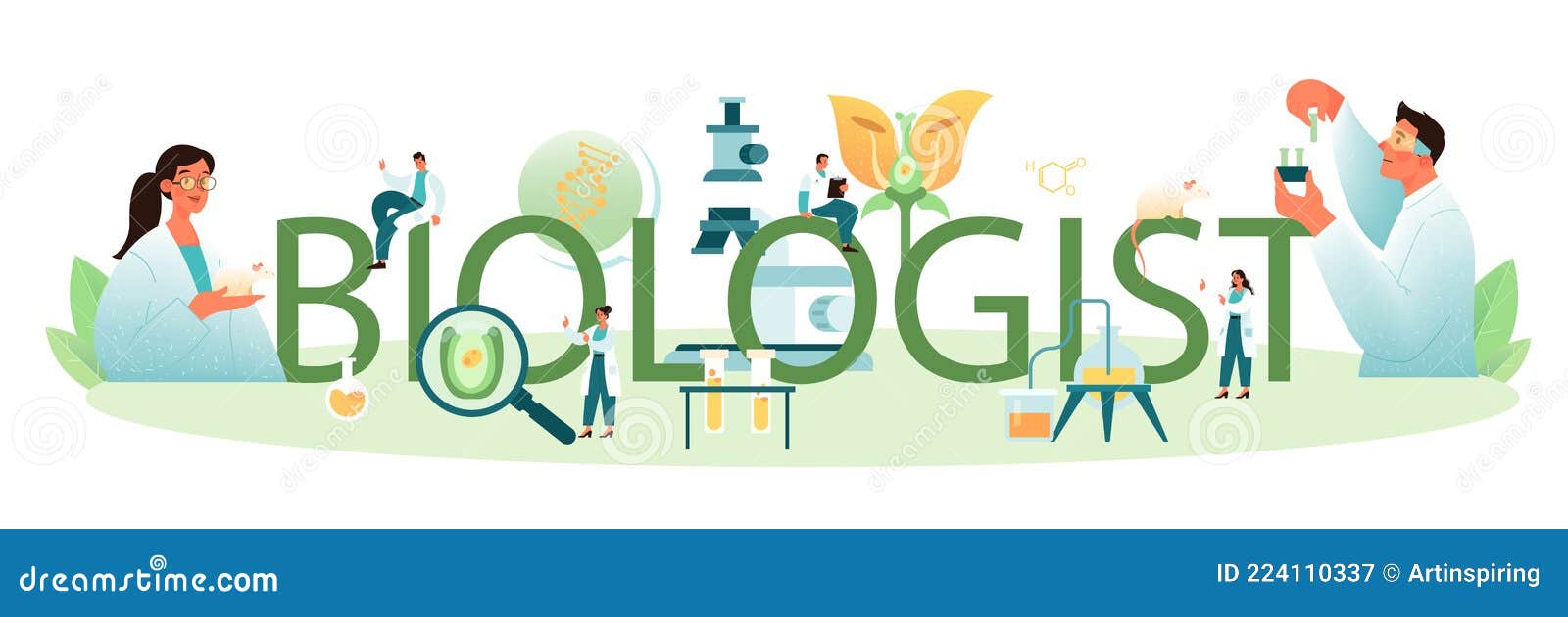 Biologist Typographic Header. Scientist Make Laboratory Analysis Stock ...