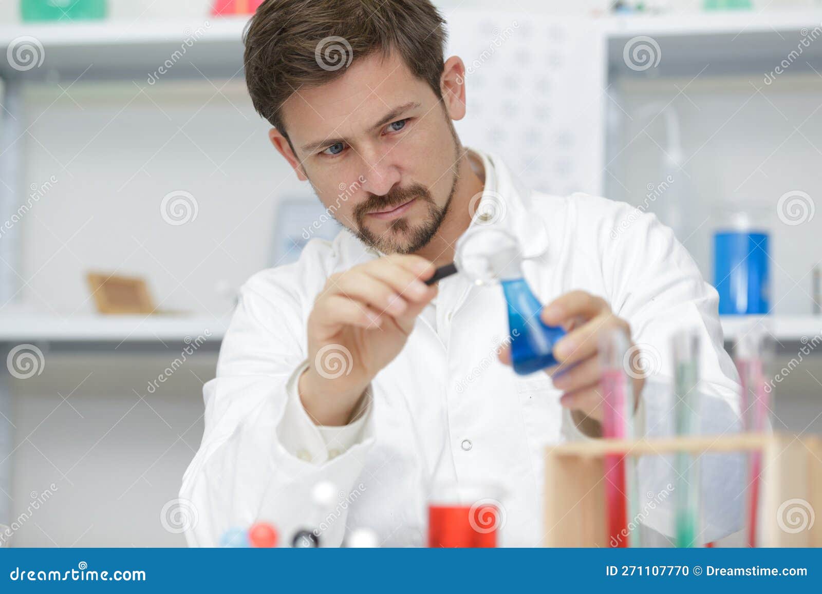 Biologist Working in Lab with Tubes Stock Photo - Image of liquide ...