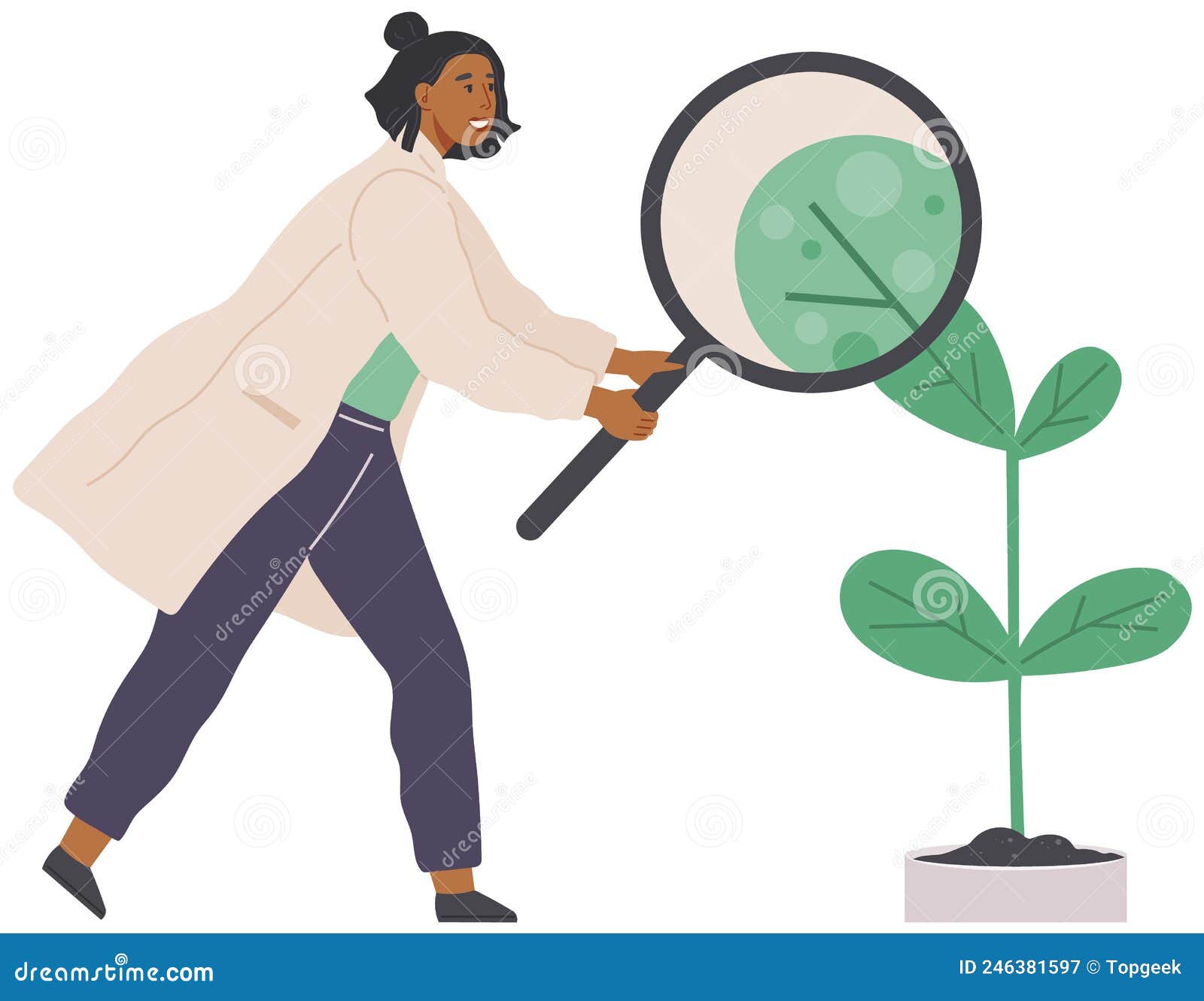 Biologists Study Structure Of Plant Cell. Biological Research With ...