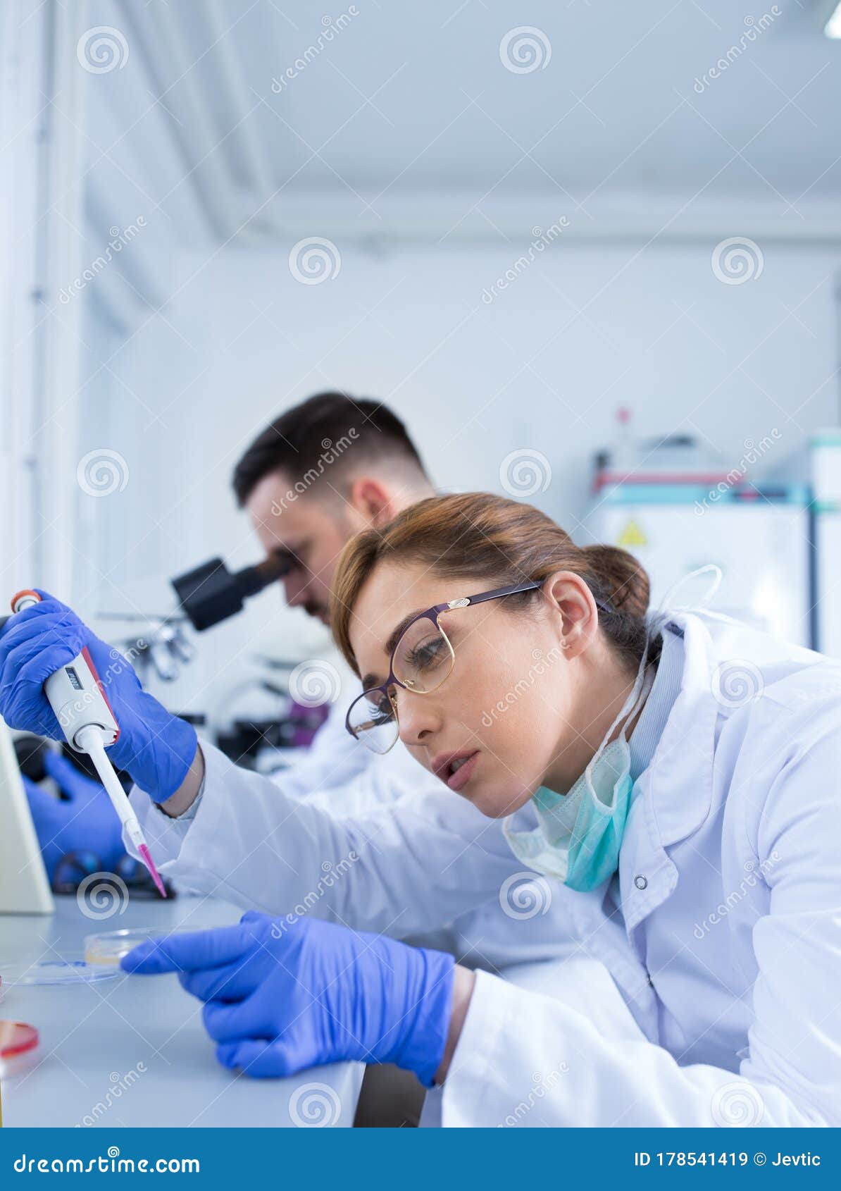 Biologists Working on Samples in Laboratory Stock Image - Image of ...