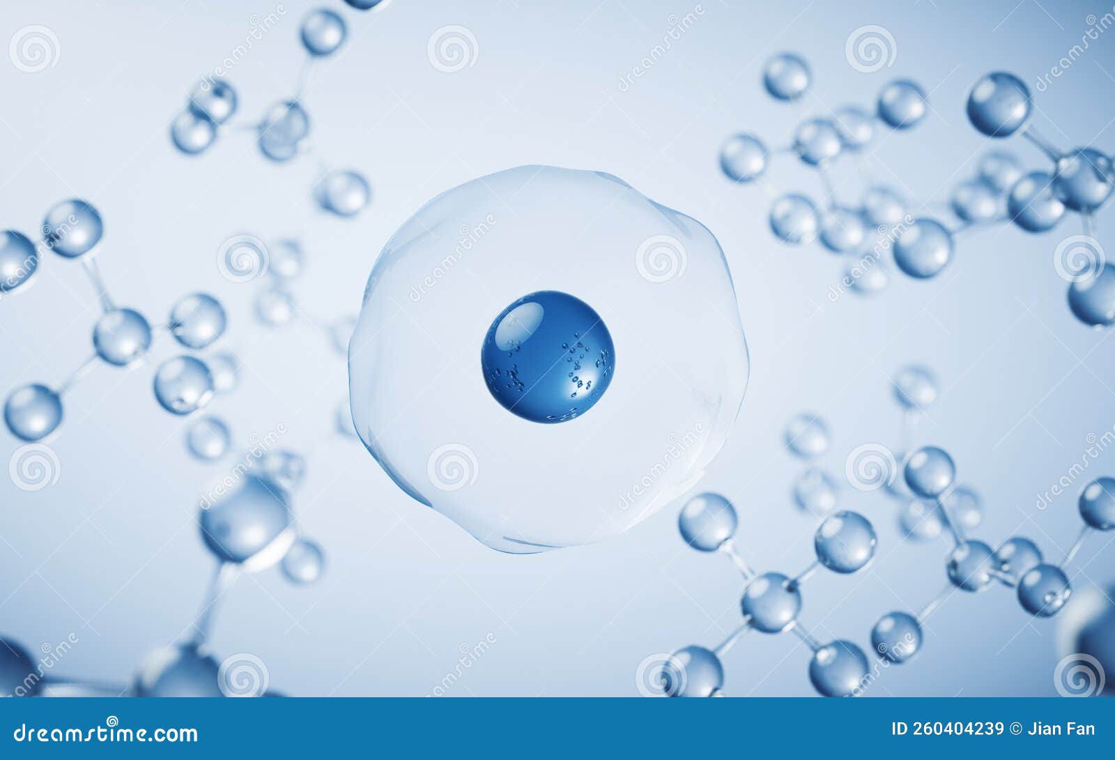 Biology Cell with Blue Background, 3d Rendering Stock Illustration ...