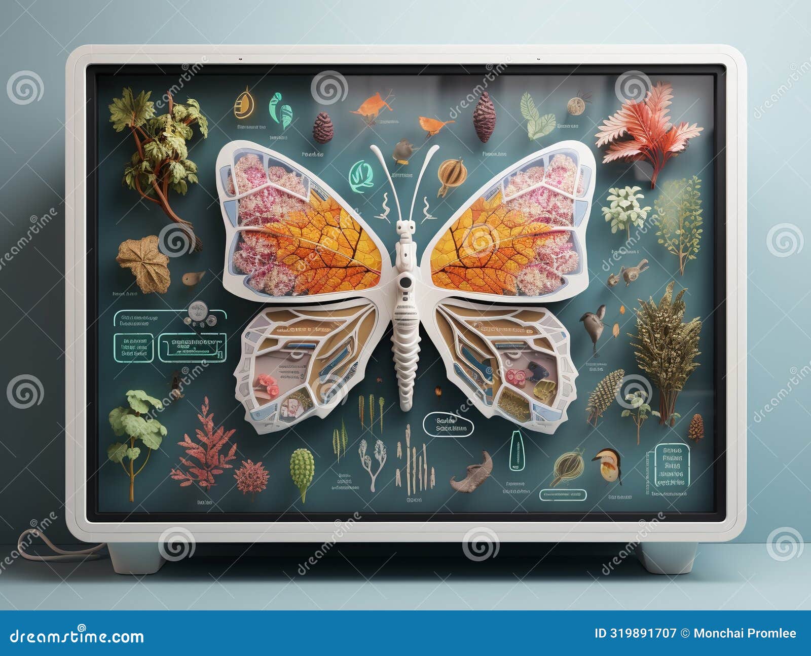Biology Diagrams On Interactive Whiteboard, Flat Design, Top View ...