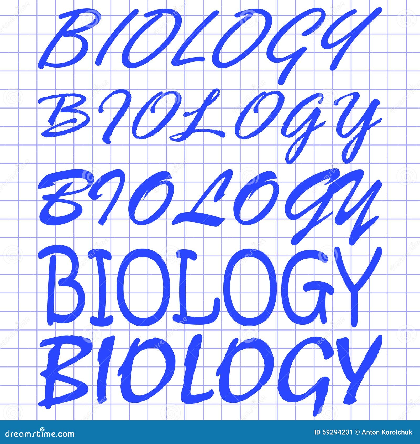 Biology Different Handwritings on Notebook Sheet Stock Illustration ...