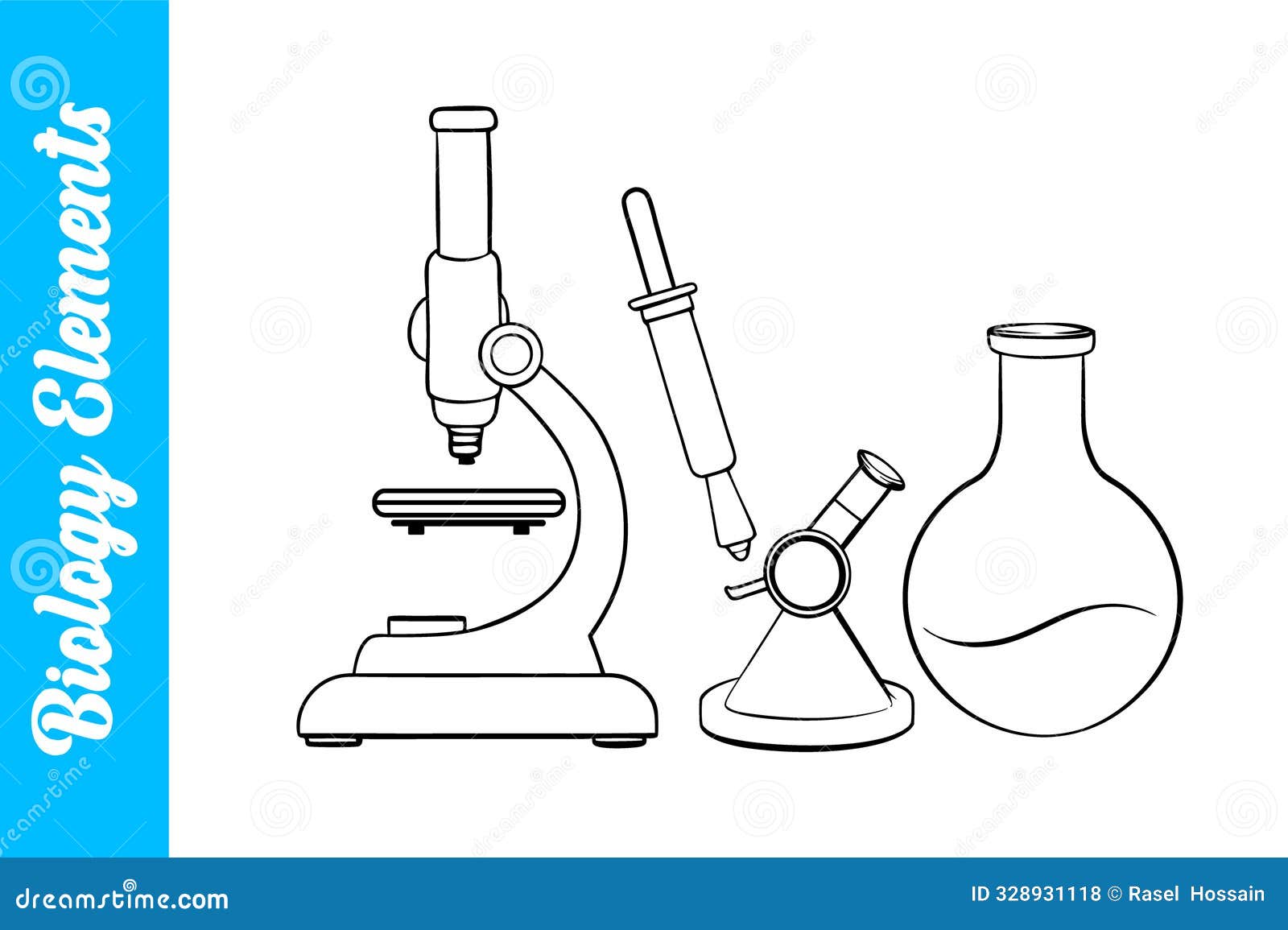Biology Elements with Editable Outline. Stock Illustration ...
