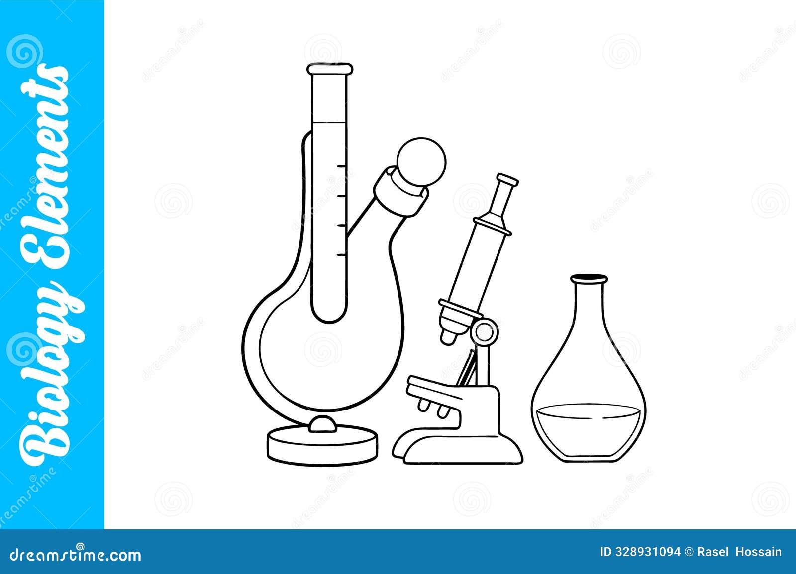 Biology Elements with Editable Outline. Stock Illustration ...