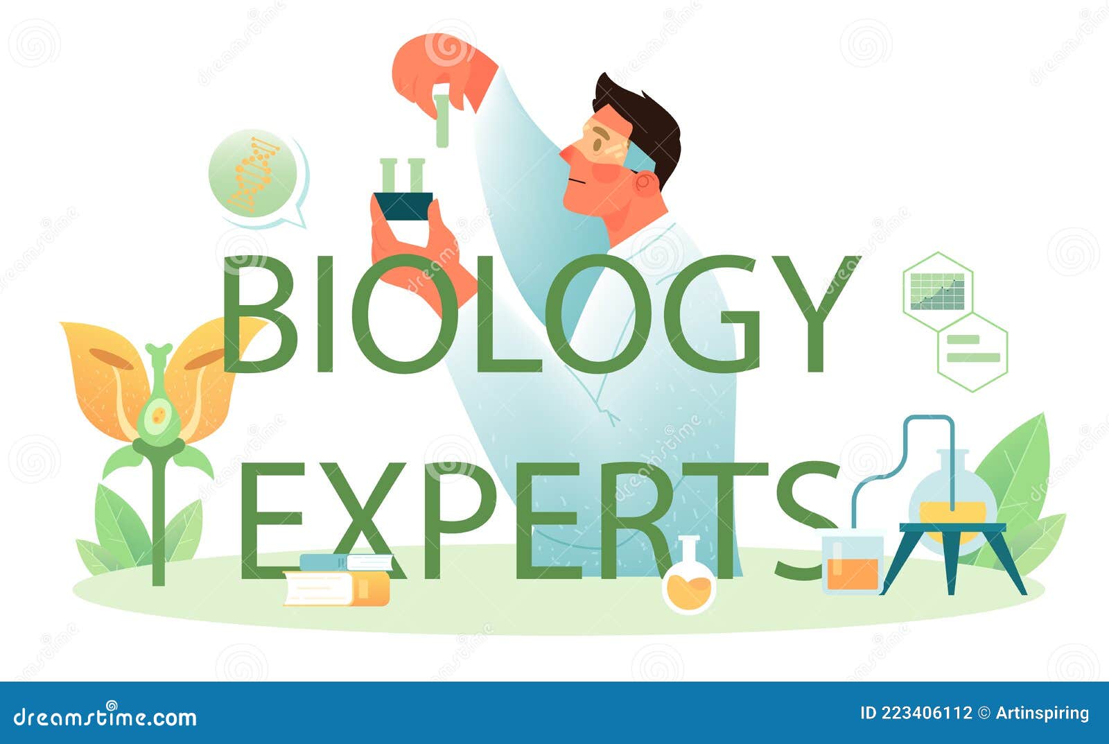 Biologist Typographic Header Concept. Scientist Make Laboratory Cartoon ...