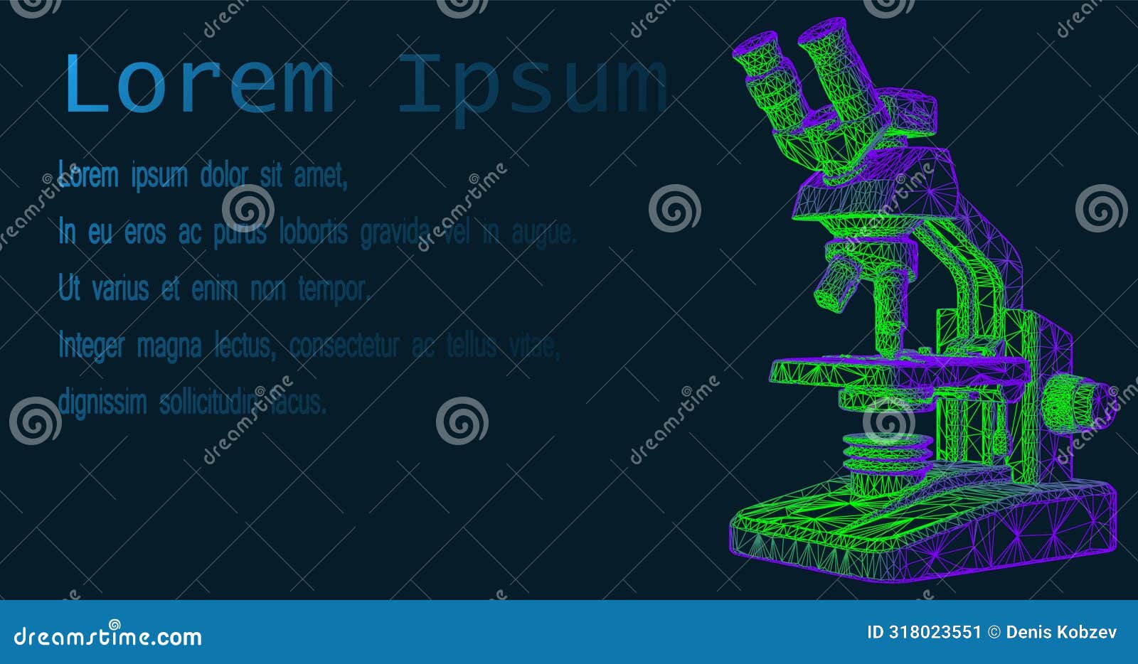 Biology. Futuristic Low Poly Microscope Image Consisting of Glowing ...