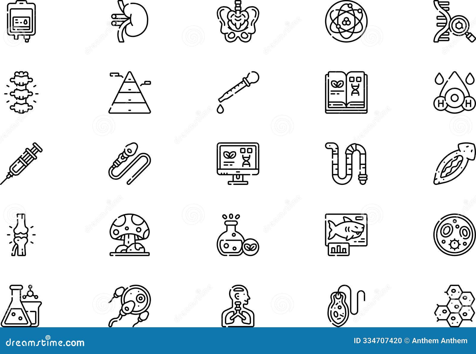 Biology Icons Collection is a Vector Illustration with Editable Stroke ...