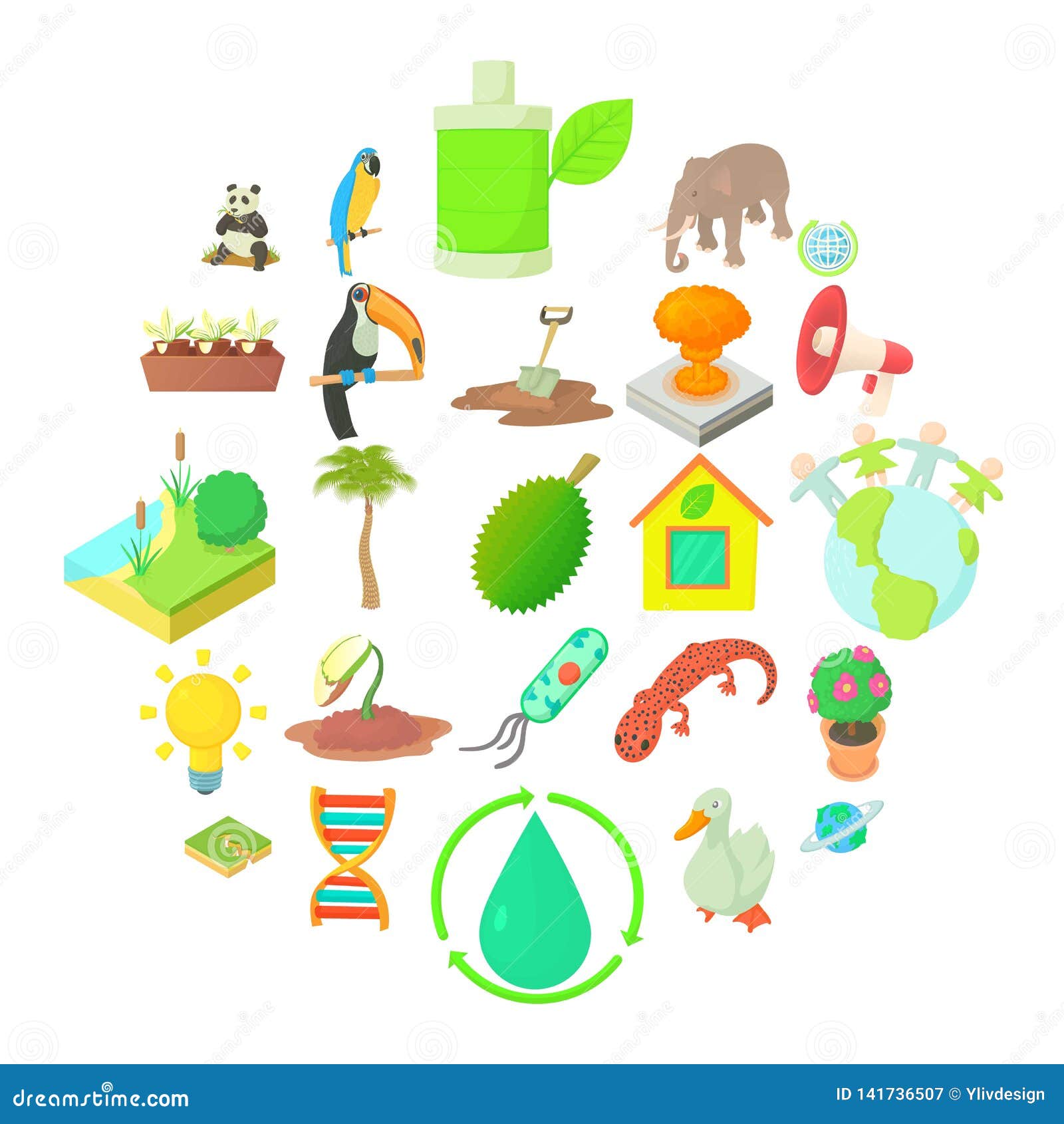 100 Biology Icons Set, Cartoon Style | CartoonDealer.com #86504975