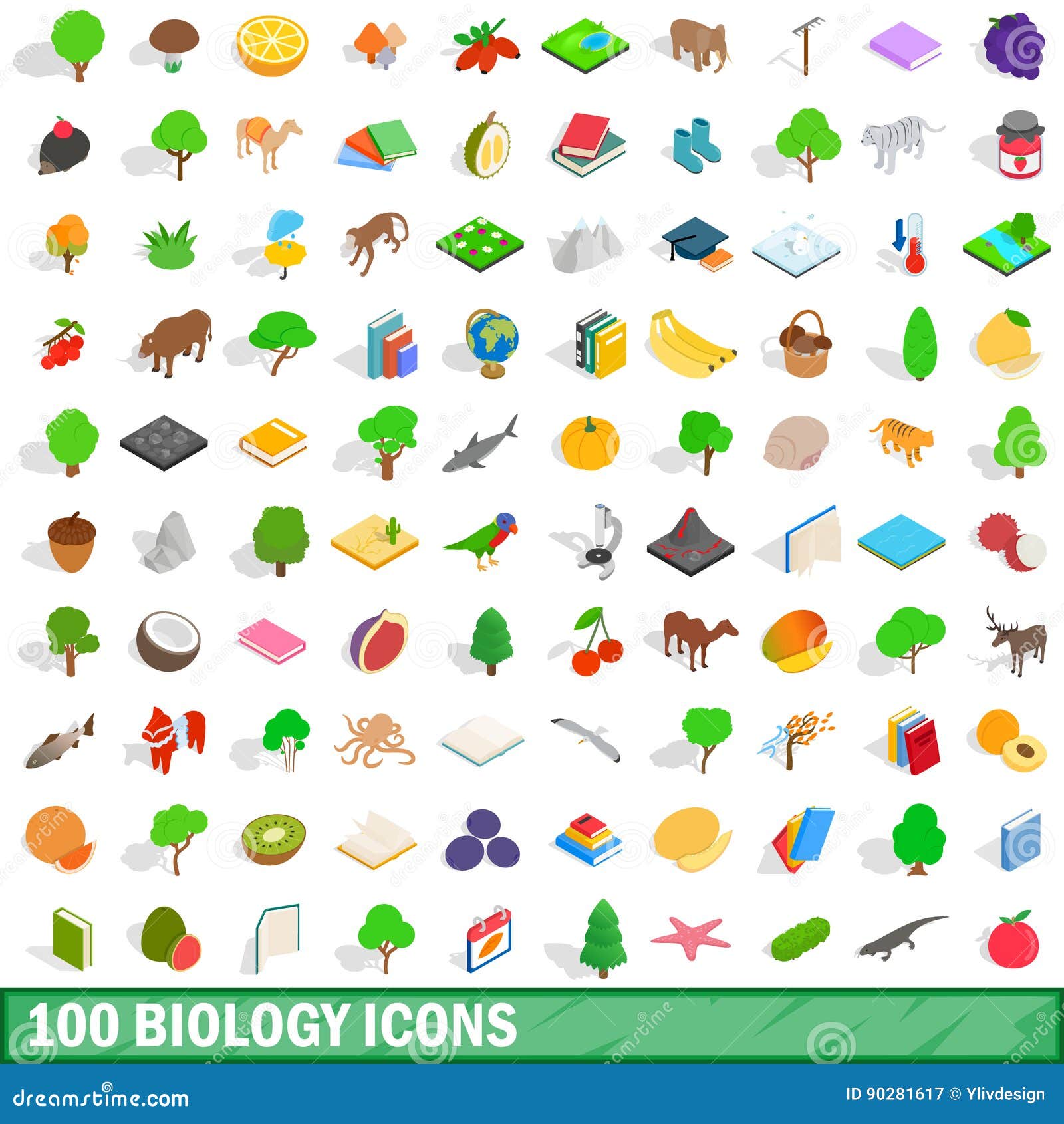 100 Biology Icons Set, Isometric 3d Style Stock Vector - Illustration ...