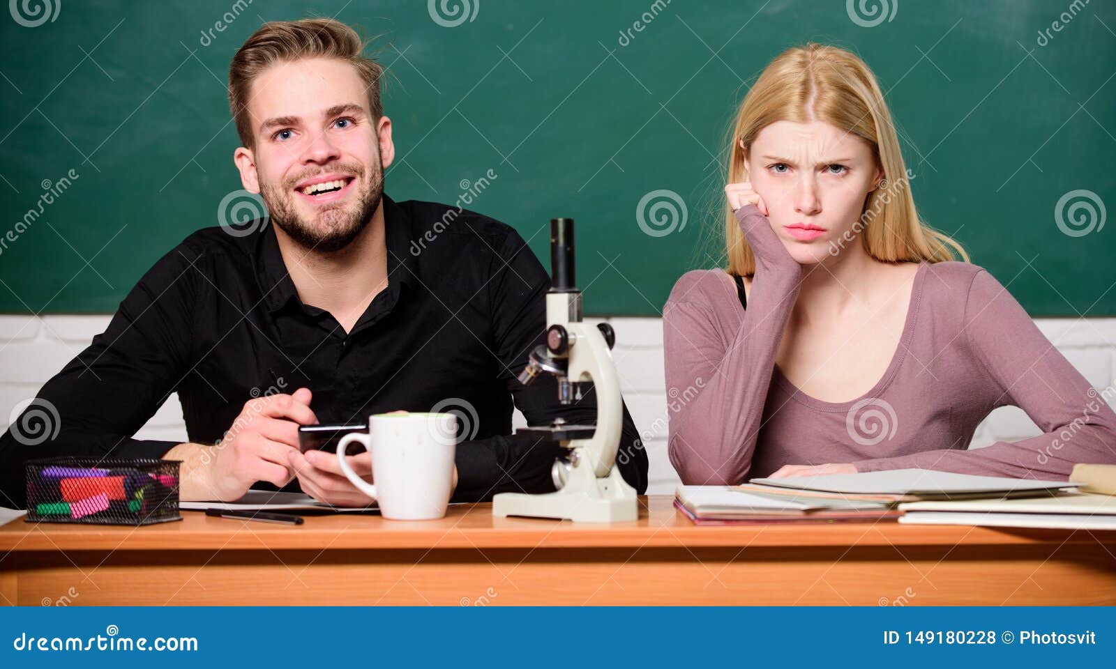 Biology Lesson. Students Studying University. Genetics and Engineering ...