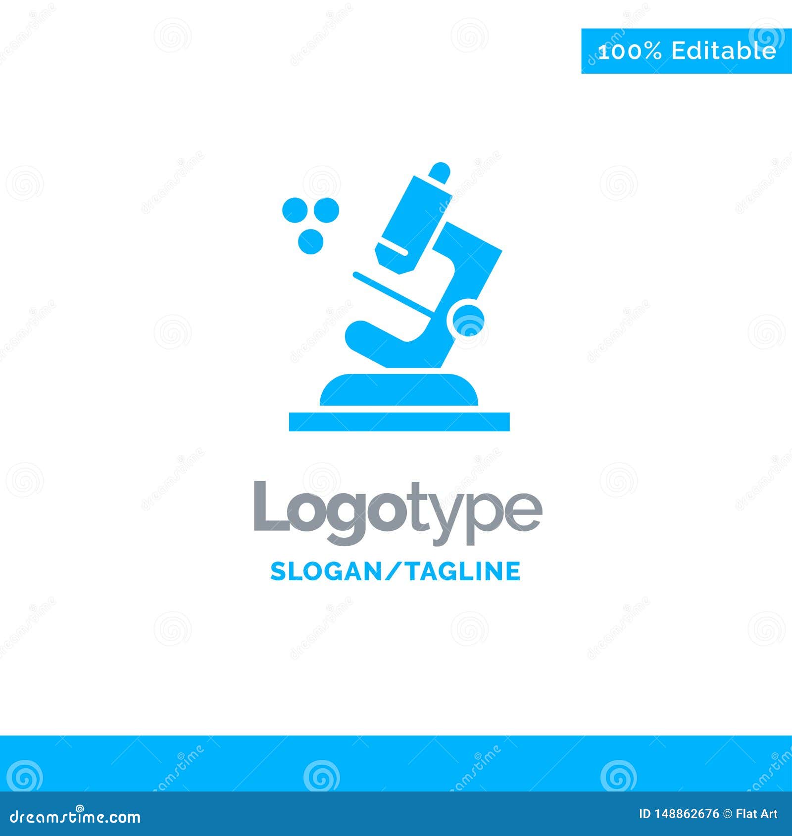 Biology, Microscope, Science Blue Solid Logo Template. Place for ...