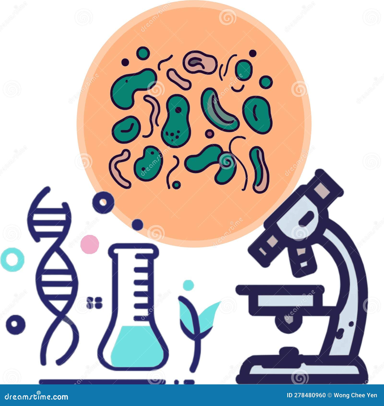 Biology Organisms Microscope Vector Graphics Stock Illustration ...