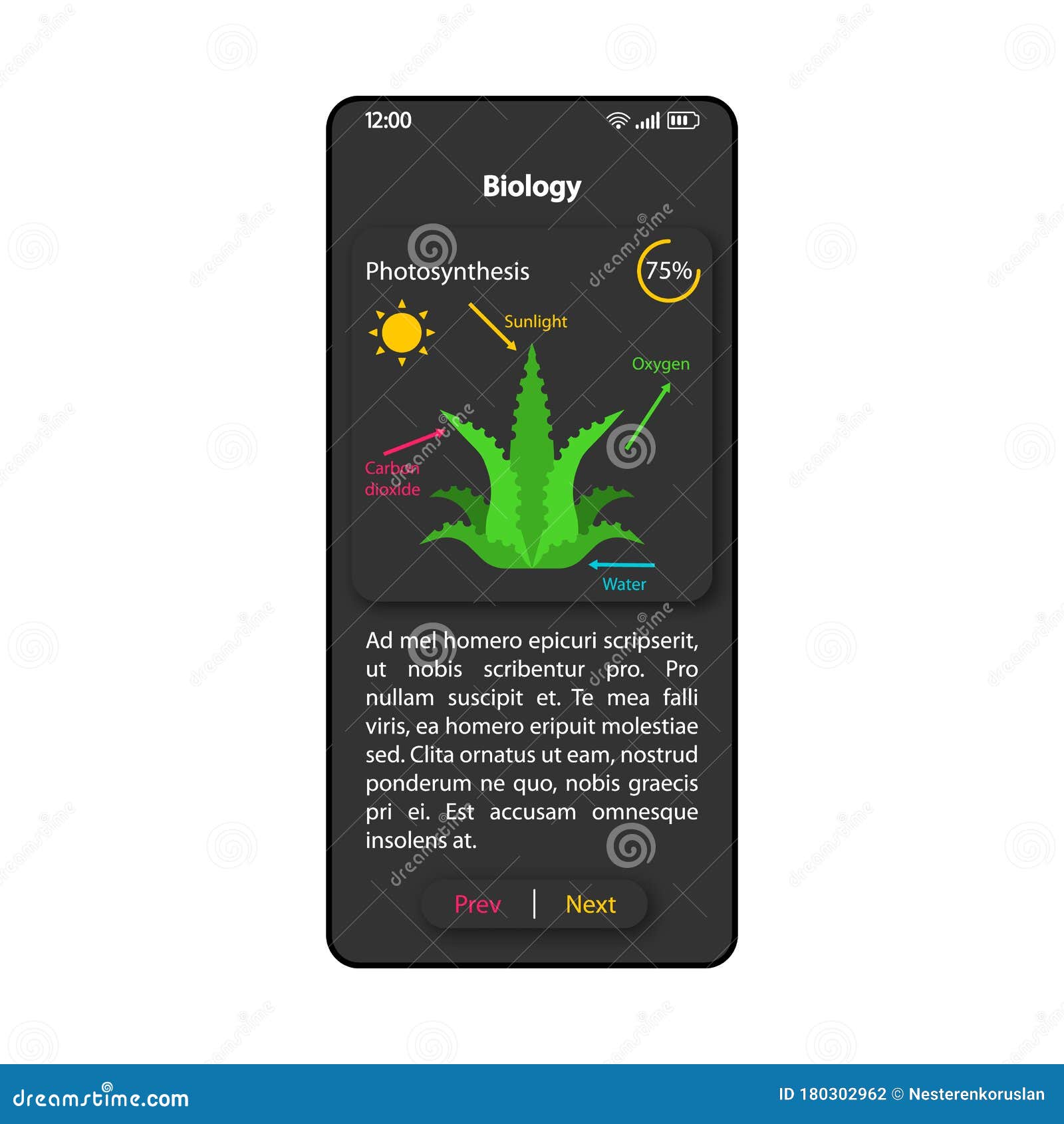 Biology Science Smartphone Interface Vector Template. Mobile App Page ...