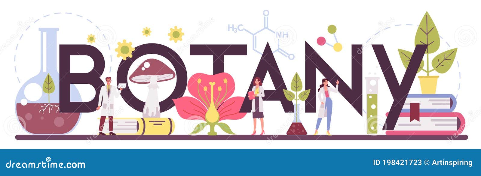 Biology Science Typographic Header. Scientist Make Laboratory Analysis ...