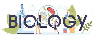 Biology Science Web Header. People with Microscope Make Laboratory ...