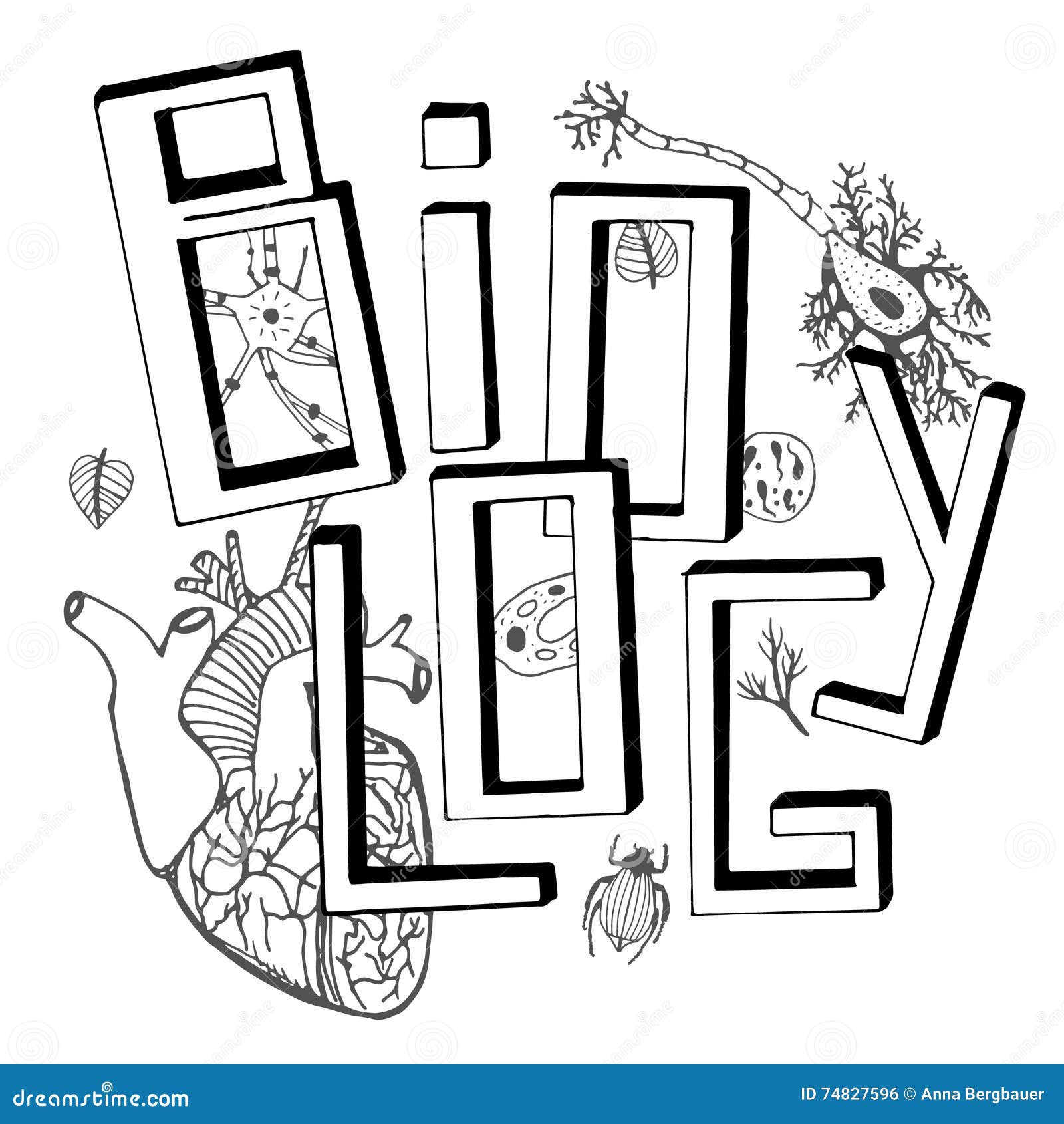 Biology vector Doodles stock vector. Illustration of word - 74827596