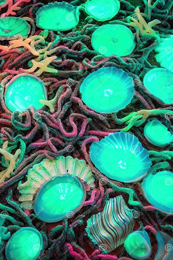 Bioluminescent Abstract Background with Seashells Ai Stock Illustration ...