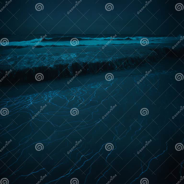 Bioluminescent Algae in the Ocean, Luminous Landscape Stock Image ...