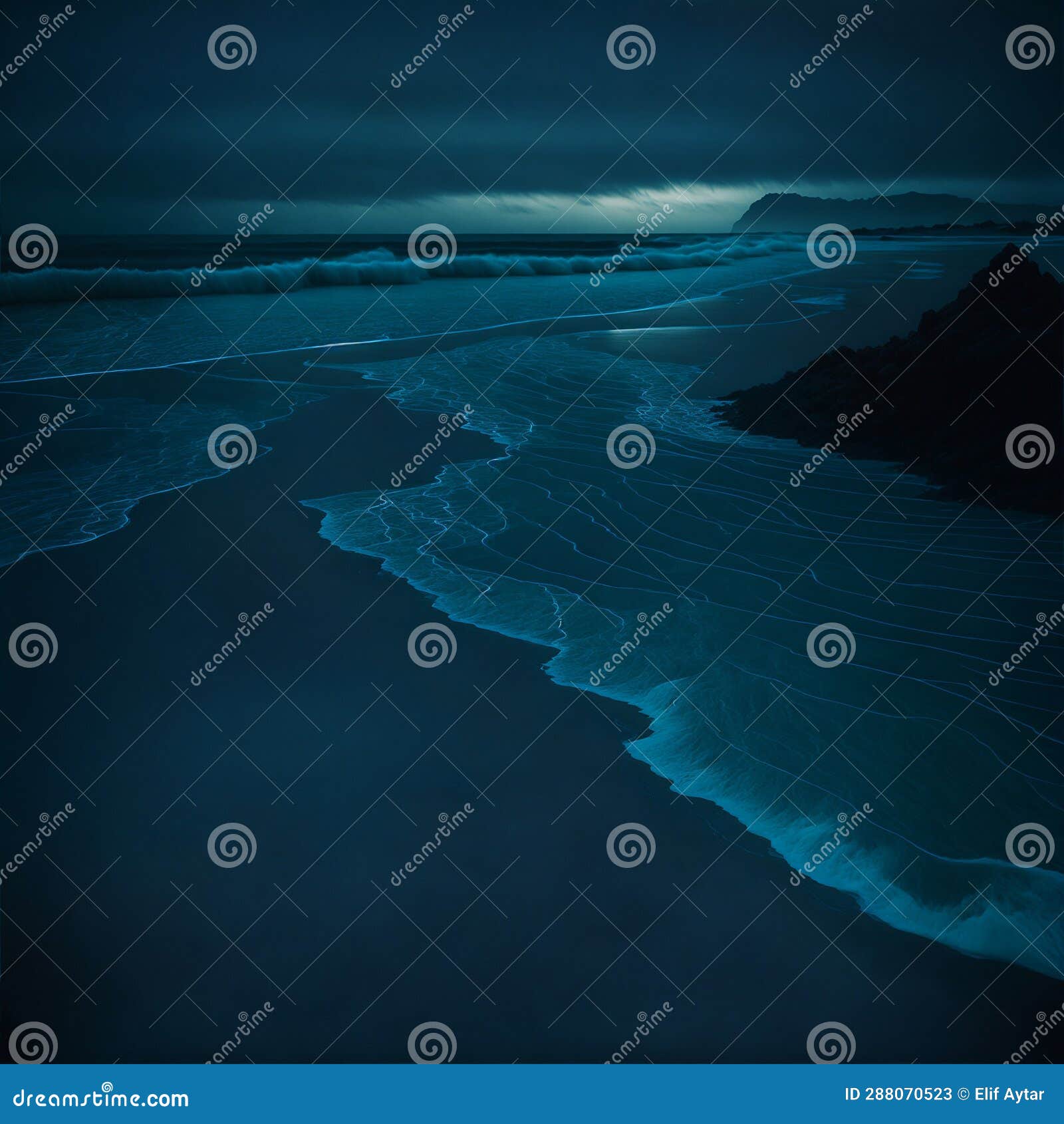 Bioluminescent Algae in the Ocean, Luminous Landscape Stock ...