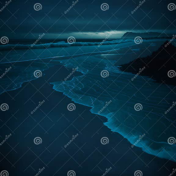 Bioluminescent Algae in the Ocean, Luminous Landscape Stock Image ...