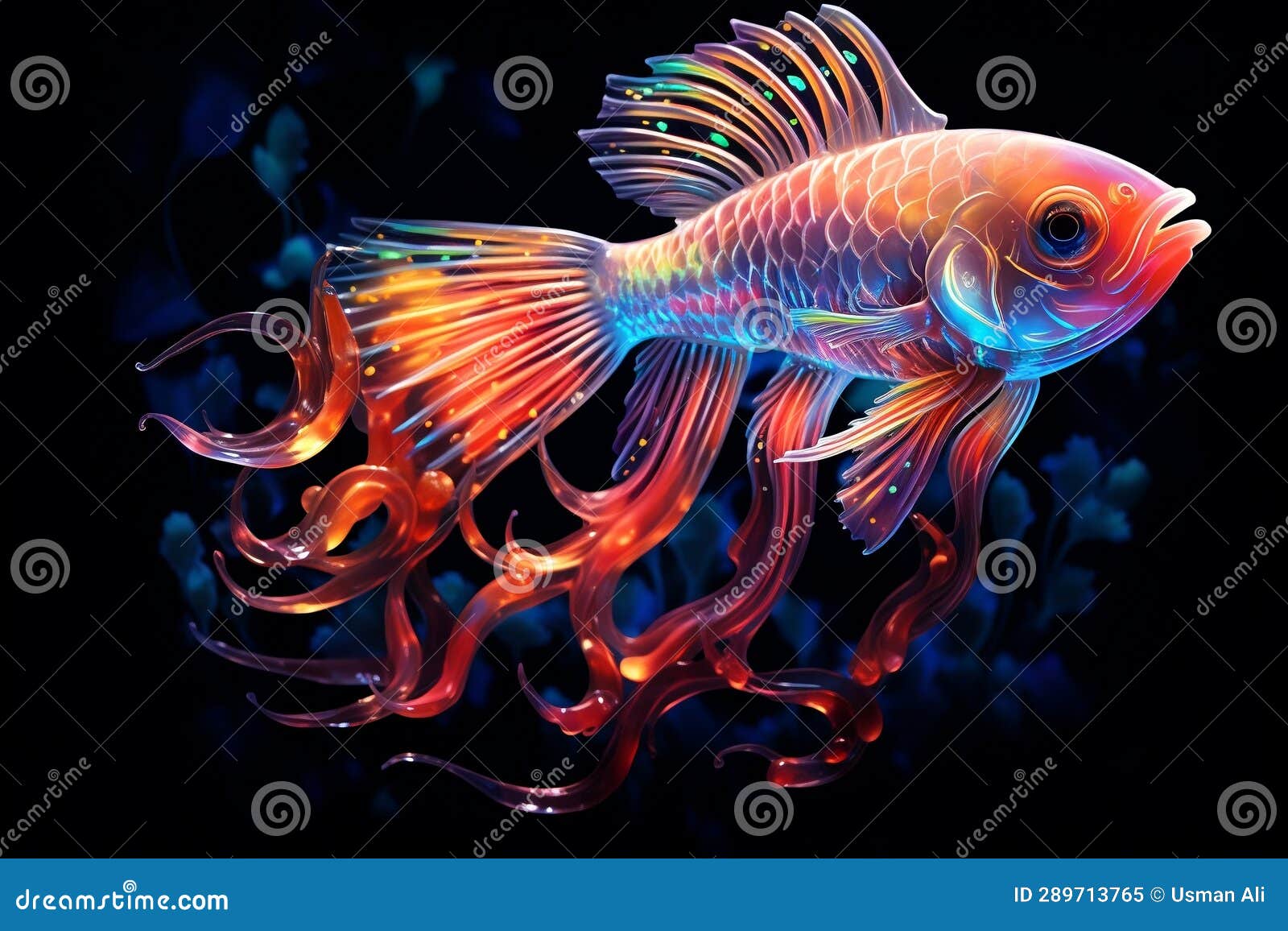 Bioluminescent Aquarium with Neon Fish. AI Stock Image - Image of fish ...