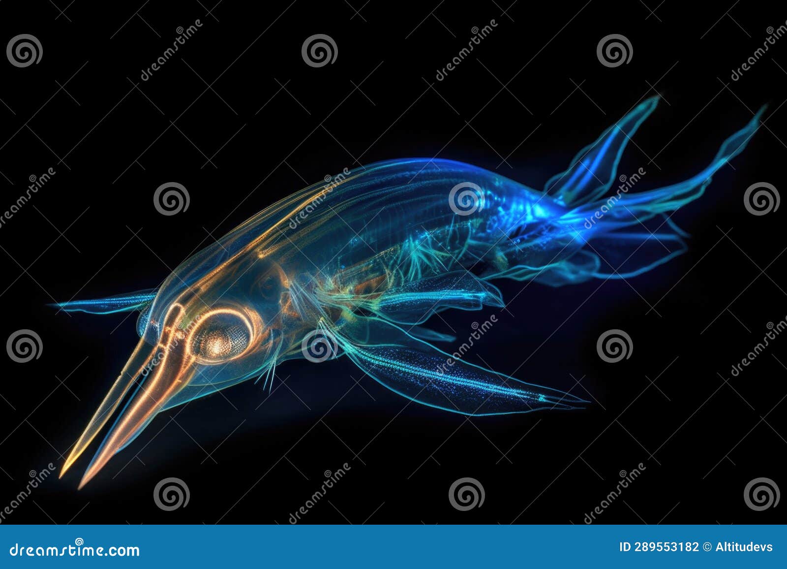 Bioluminescent Squid Emitting Light in Deep Ocean Stock Photo - Image ...
