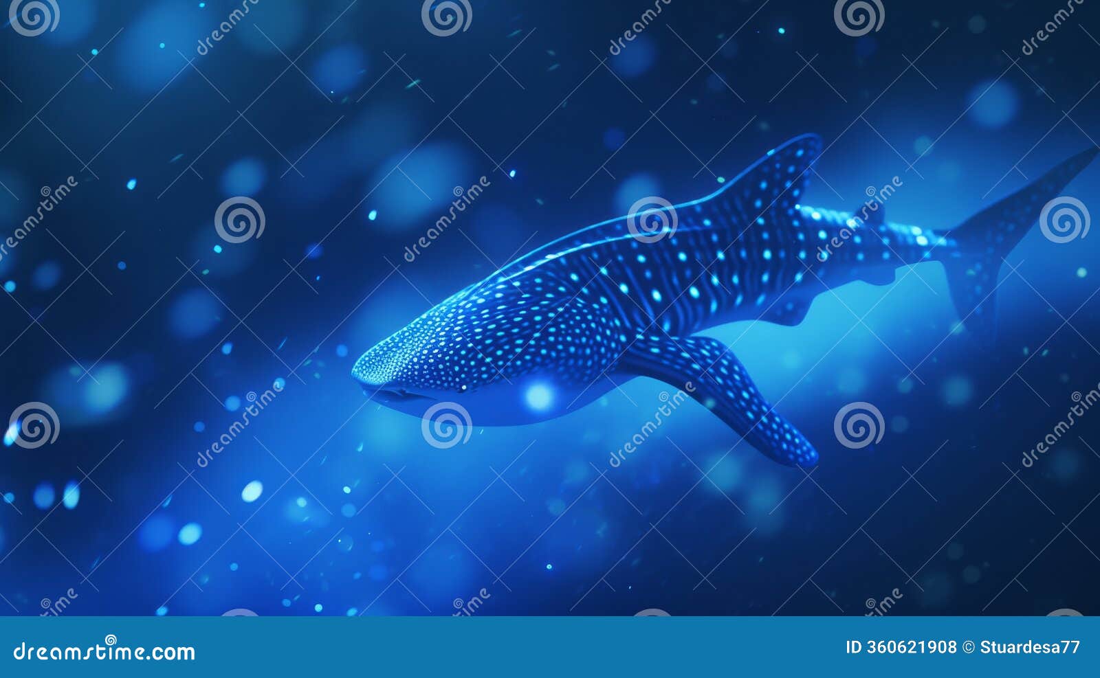 Bioluminescent Whale Shark Swimming in Deep Ocean Stock Photo - Image ...