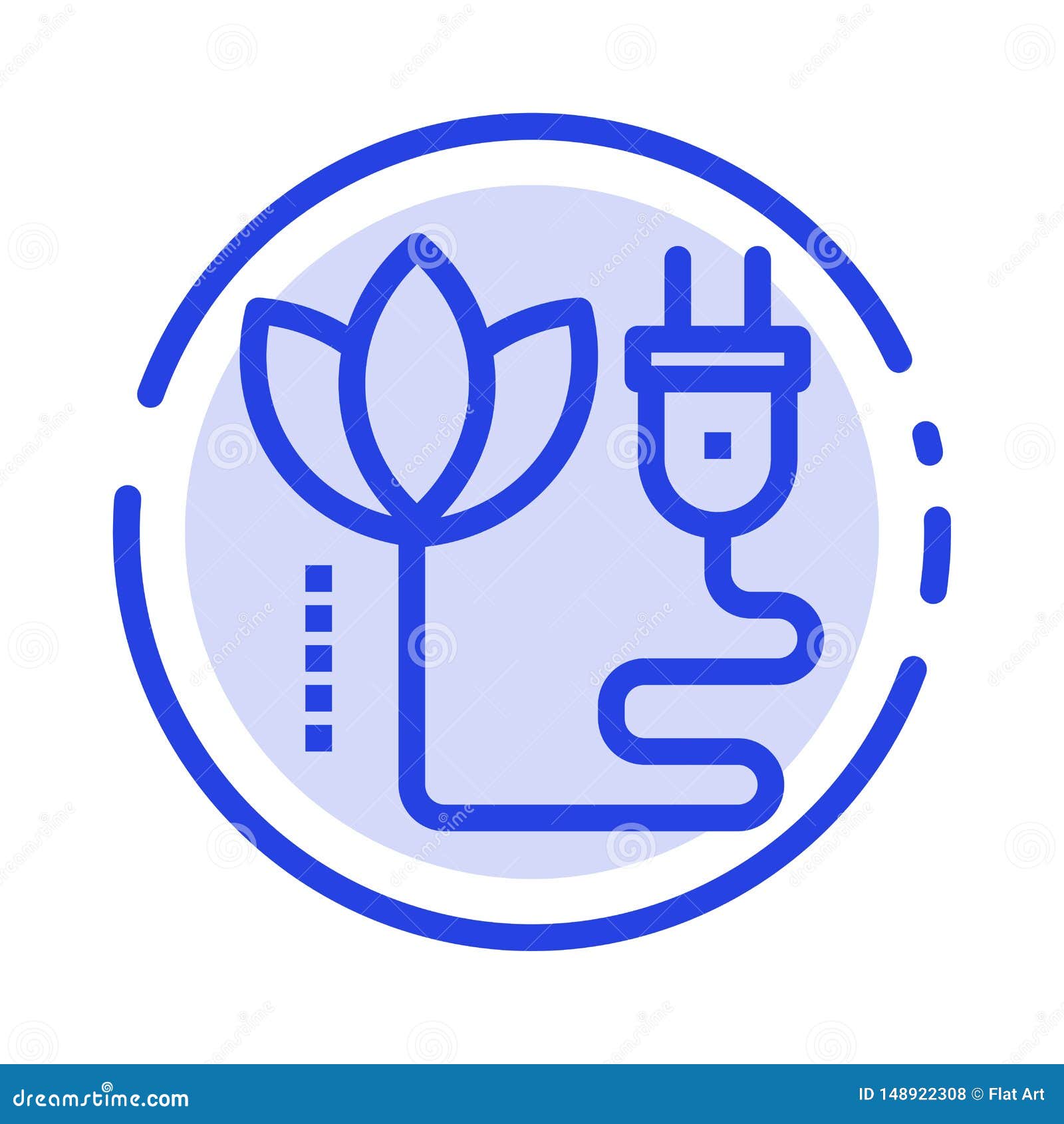 Biomass, Energy, Cable, Plug Blue Dotted Line Line Icon Stock Vector ...