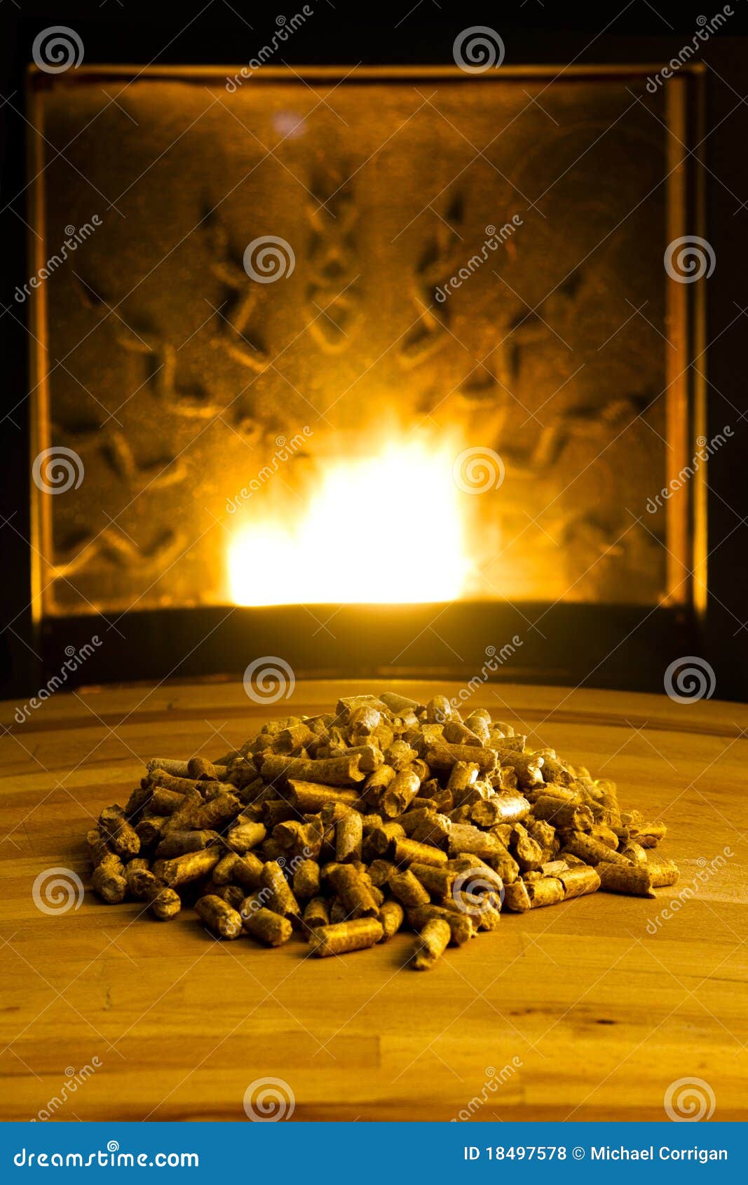 Biomass Pellets Illuminated by Flame from Heater Stock Photo - Image of ...