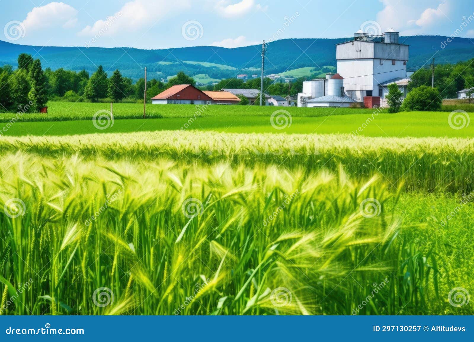 Biomass Power Plant with Green Fields Surrounding Stock Image - Image ...