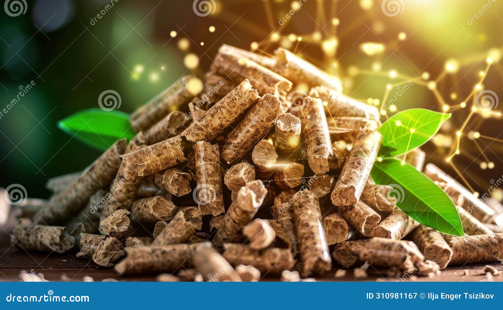 Biomass Wood Pellets Stack and Woodpile on Blurred Background Space for ...